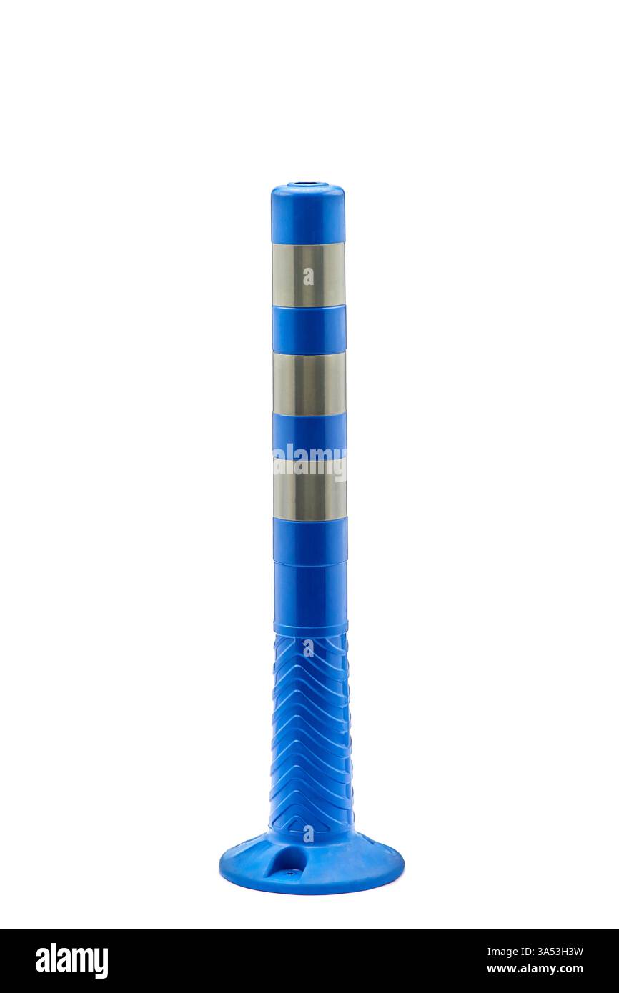 Vertical Blue Traffic Cone with Metallic Stripes, Ideal for Road Safety ...