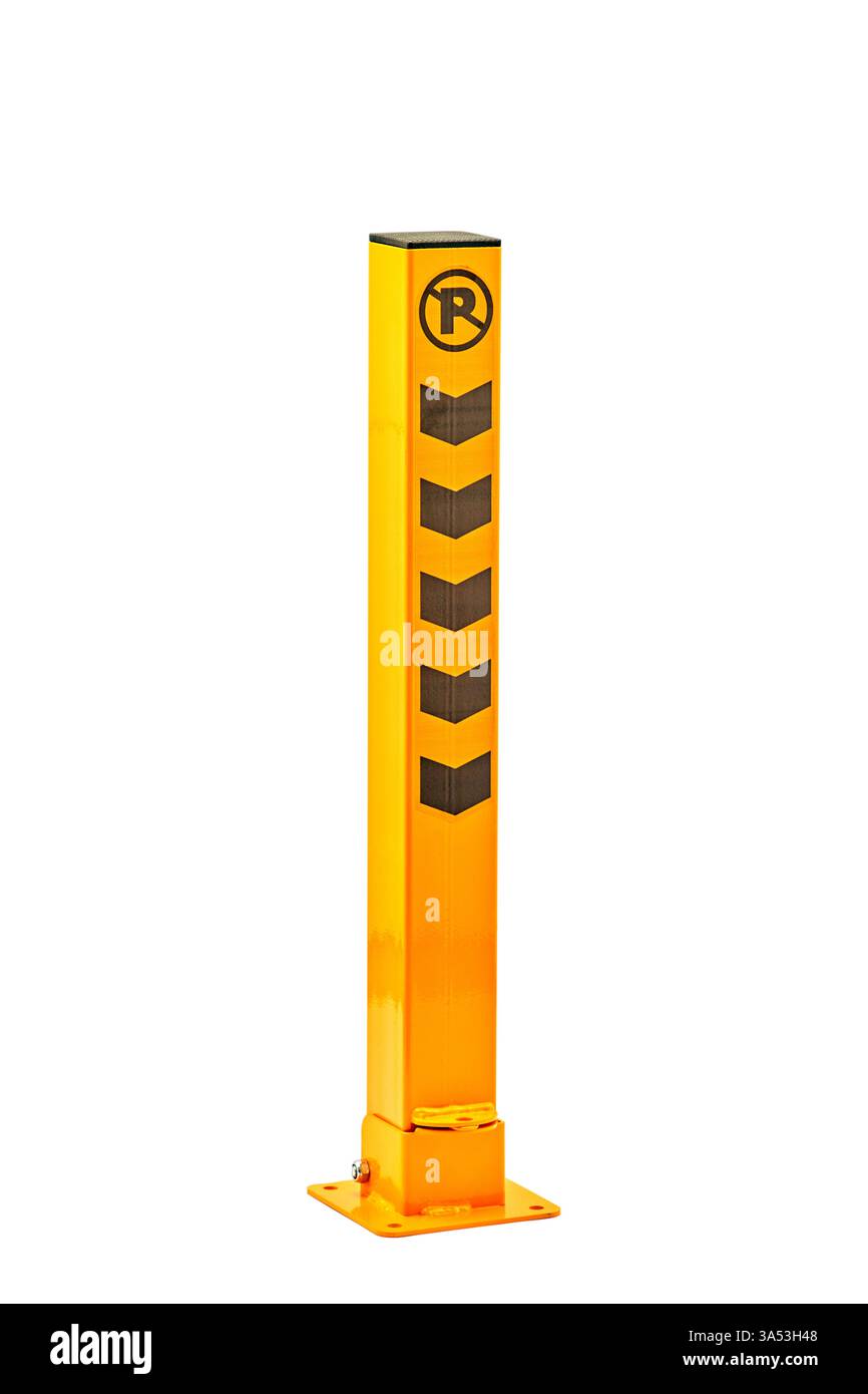 Vertical Yellow Parking Barrier Post with Chevrons and Registered ...