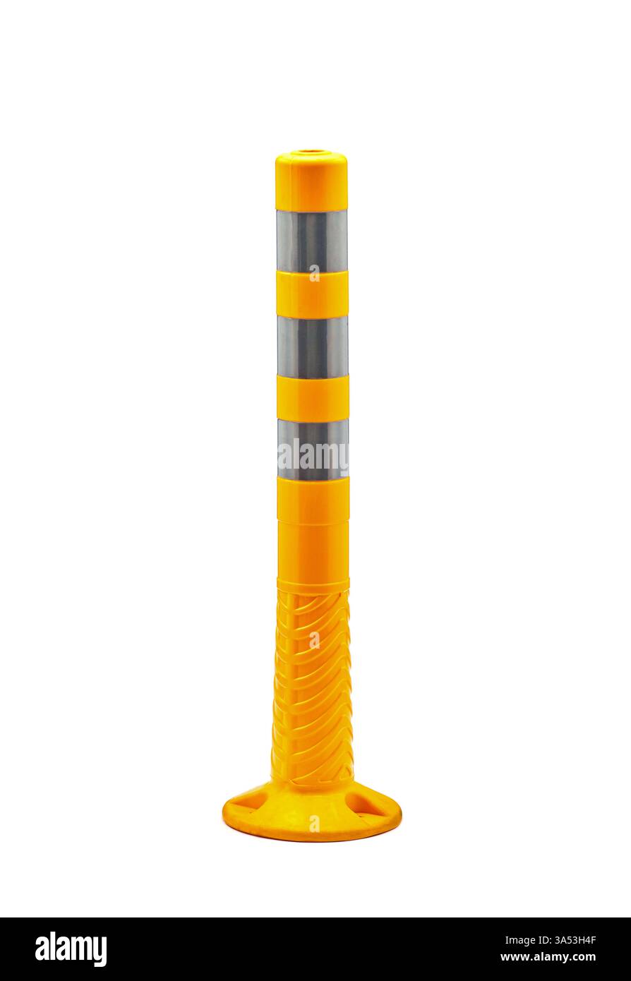 Bright Yellow Traffic Cone with Reflective Stripes for Enhanced Safety ...