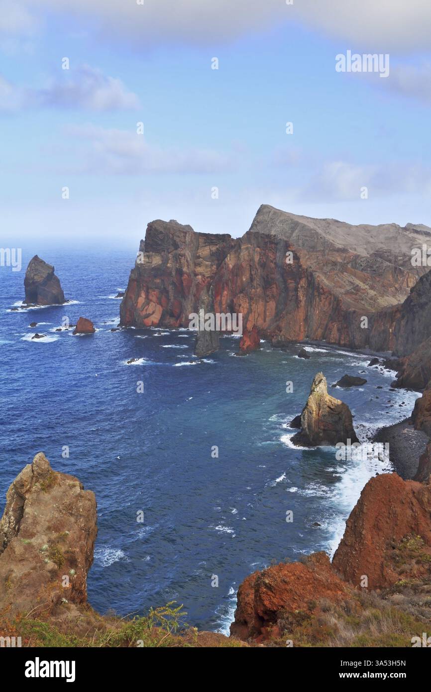 The eastern tip of the island of Madeira was bright sunset. Deep Bay ...