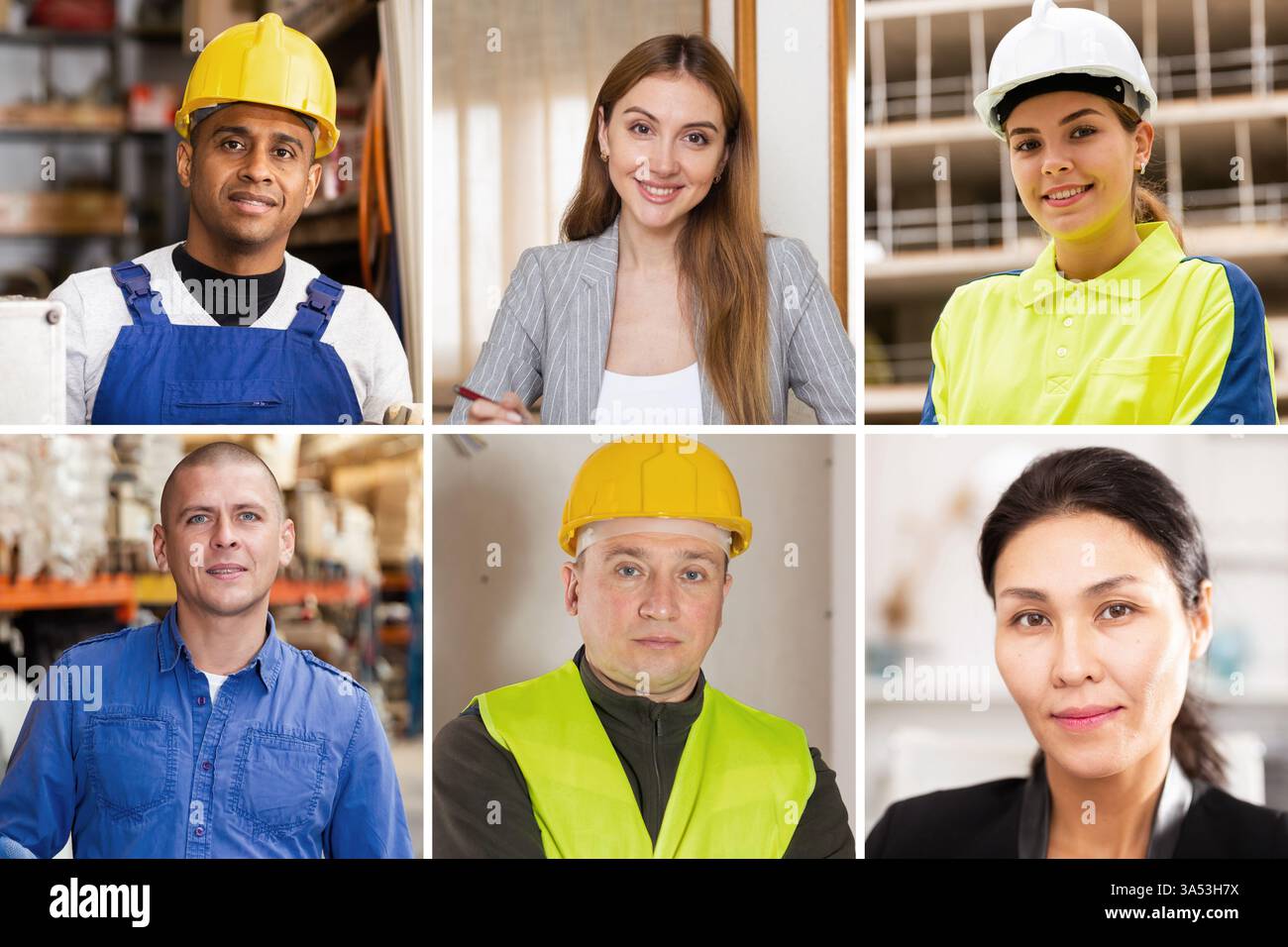 Collage of multiethnic group of people of various occupations Stock ...