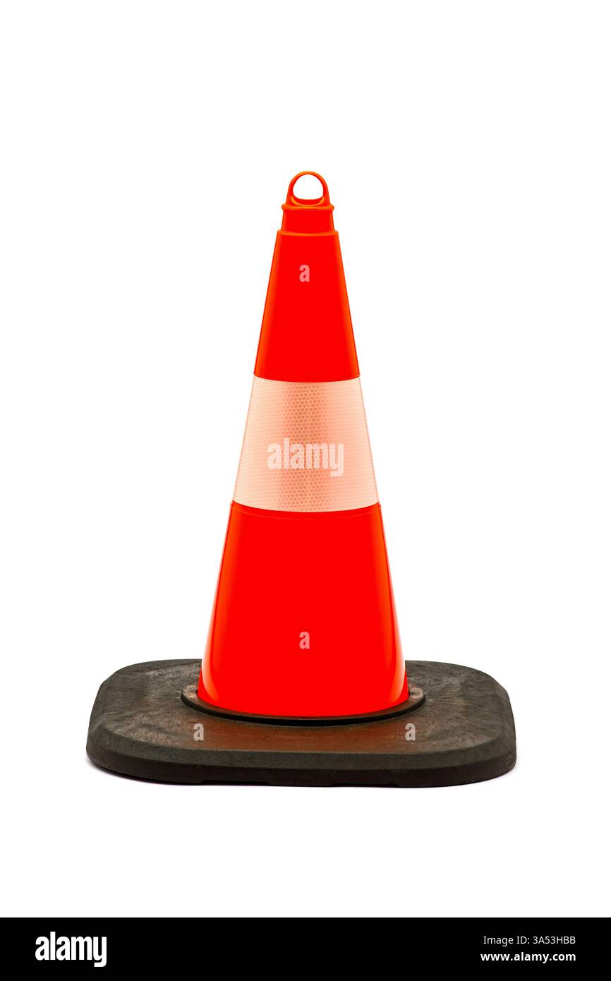 Bright Orange Traffic Cone Isolated on White Background Used for Road ...