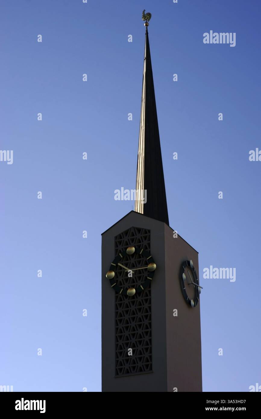 The modern clock tower of the Catholic parish church of St Agatha in ...