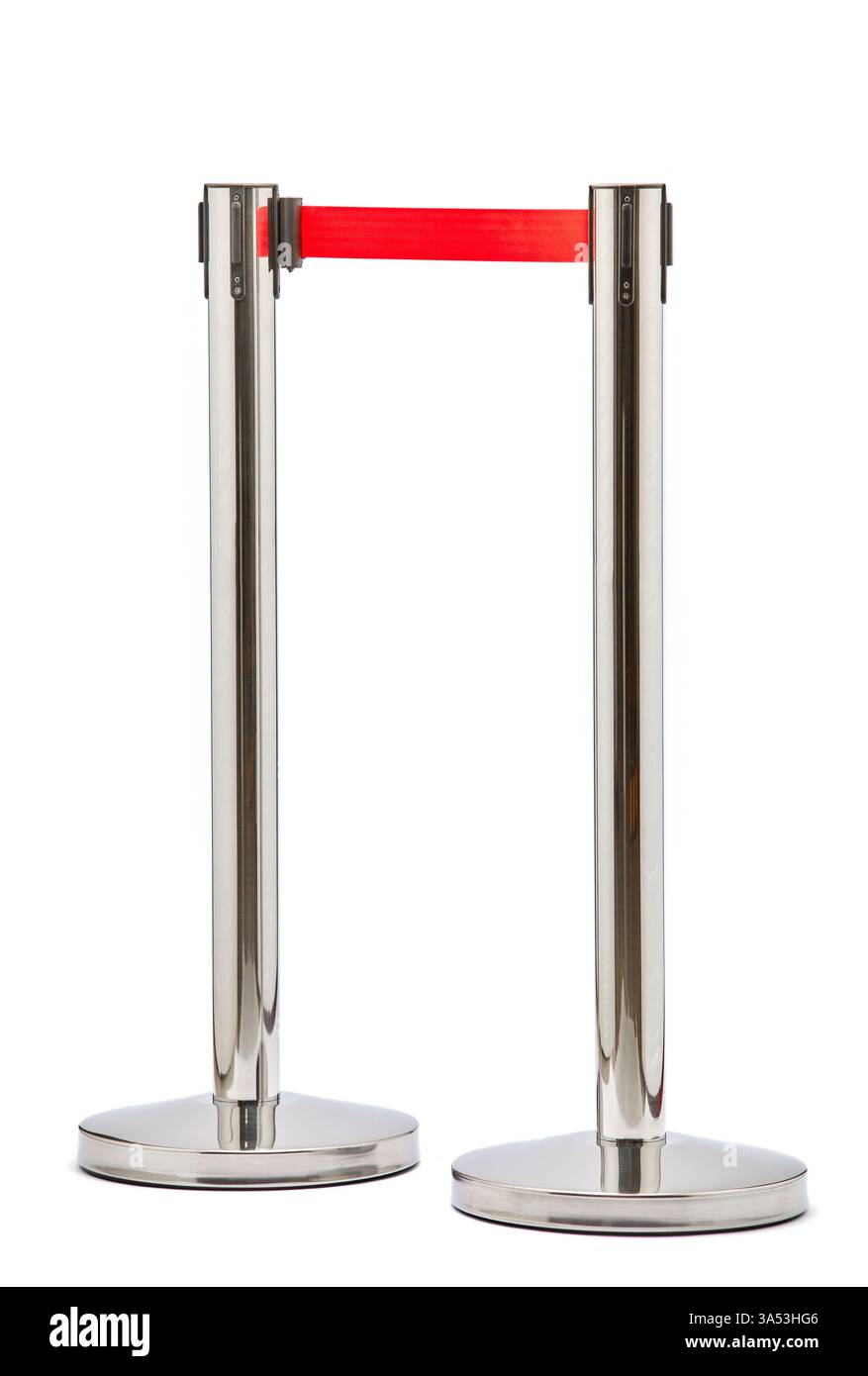 Modern Queue Management System with Stainless Steel Poles and Red Barrier Tape for Effective ...