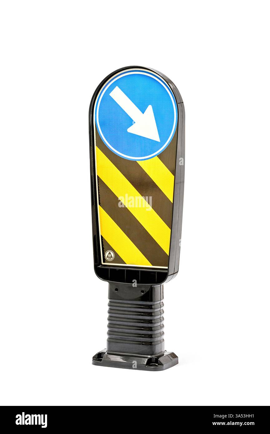 Traffic Safety Device Indicating Direction with an Arrow on a Blue ...