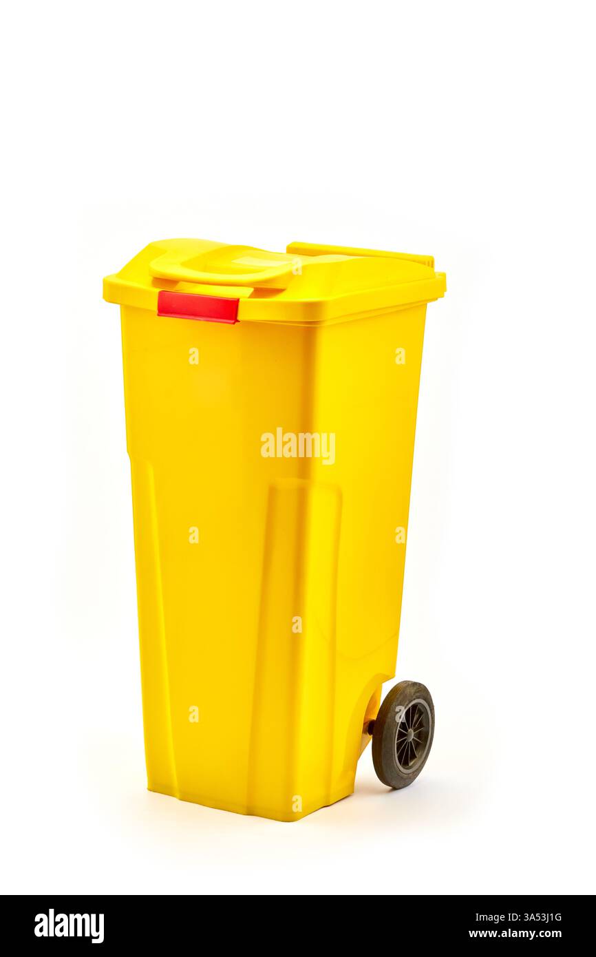 Bright Yellow Trash Bin with Wheels for Convenient Waste Disposal in ...