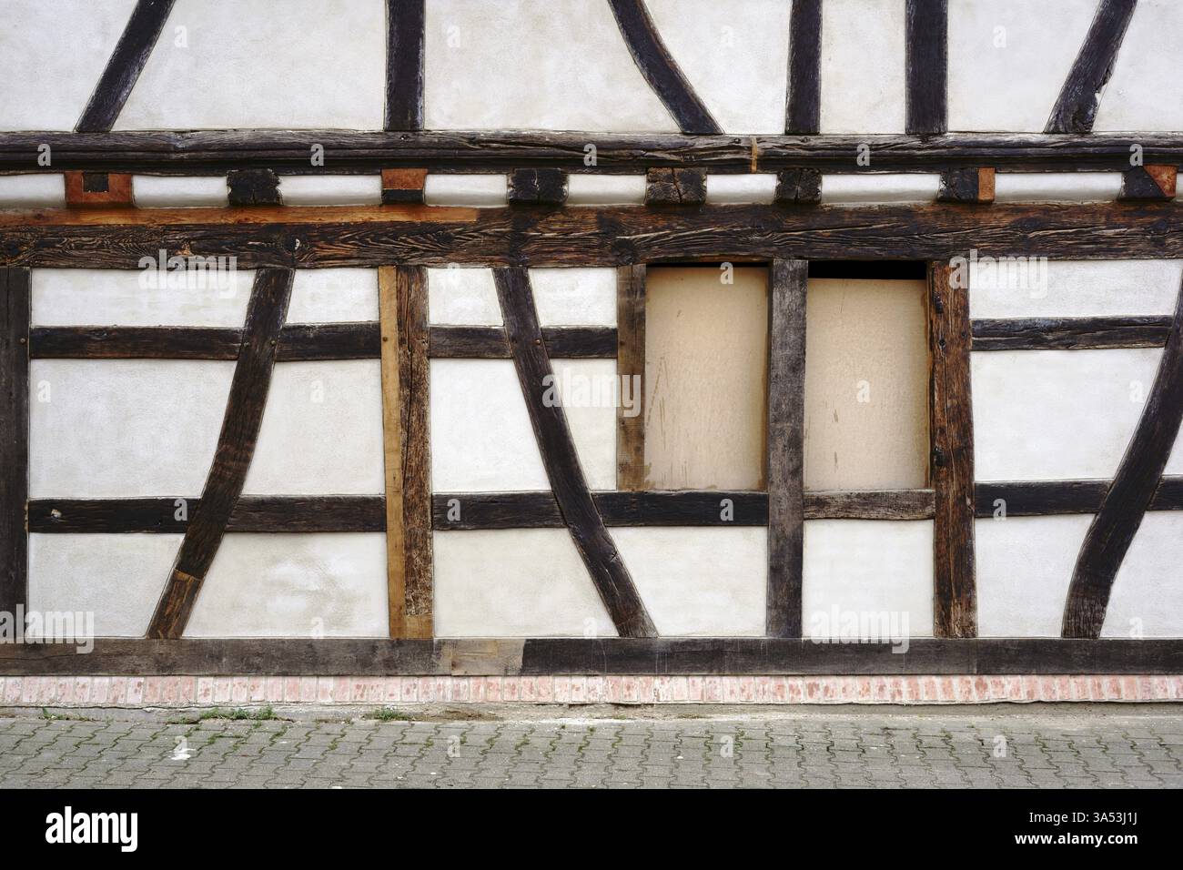 The beam construction and the timber frame of a half-timbered house ...