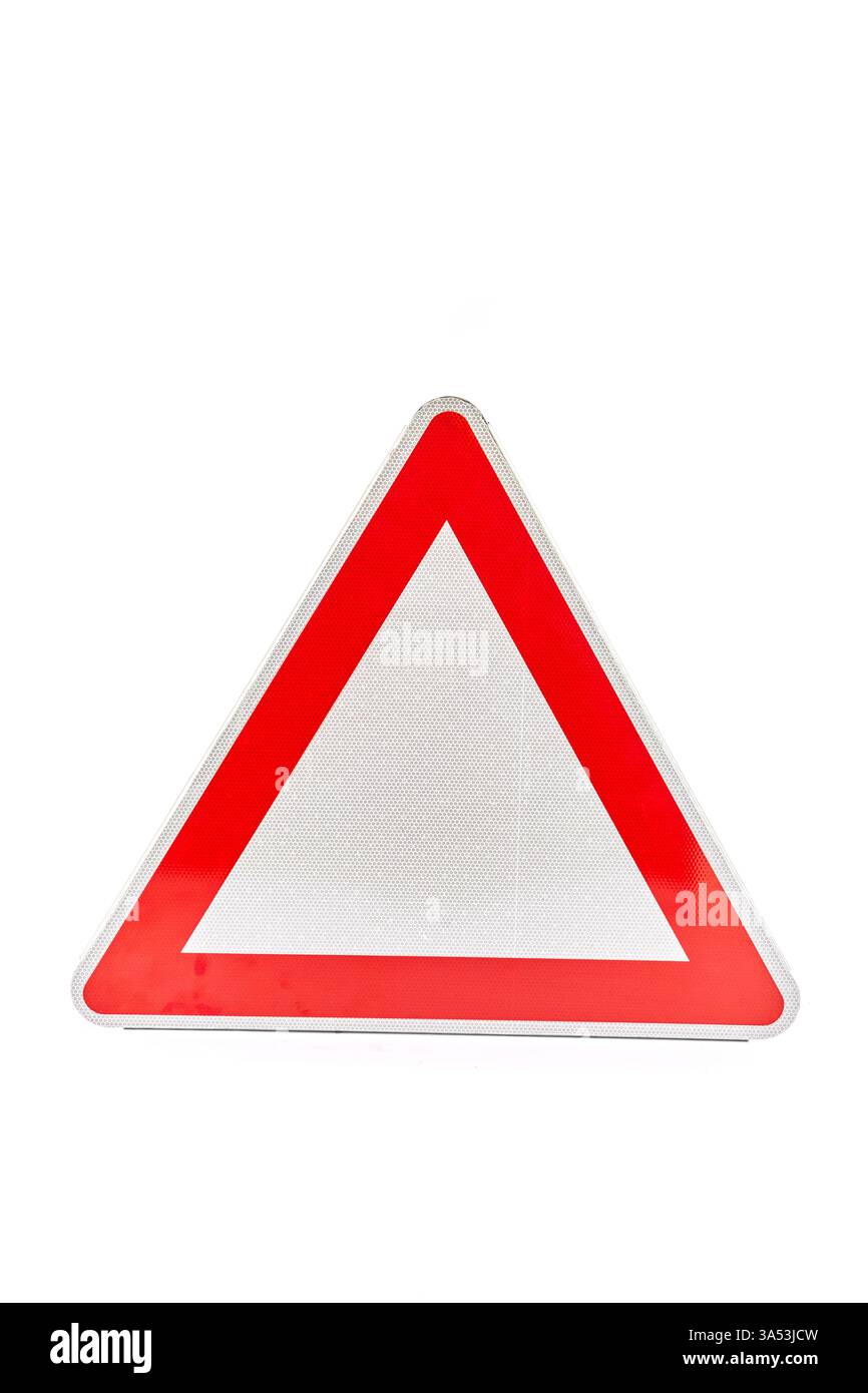 A High-Visibility Triangular Warning Sign Alerting Drivers to Slow Down ...