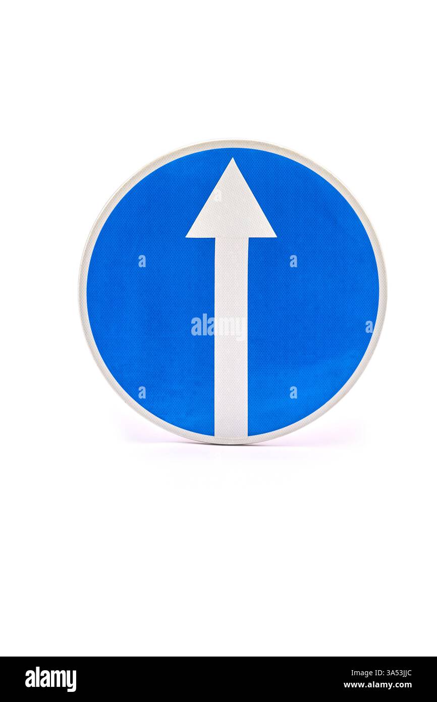 Traffic Sign Indicating Direction: Blue Circle with Arrow Pointing ...