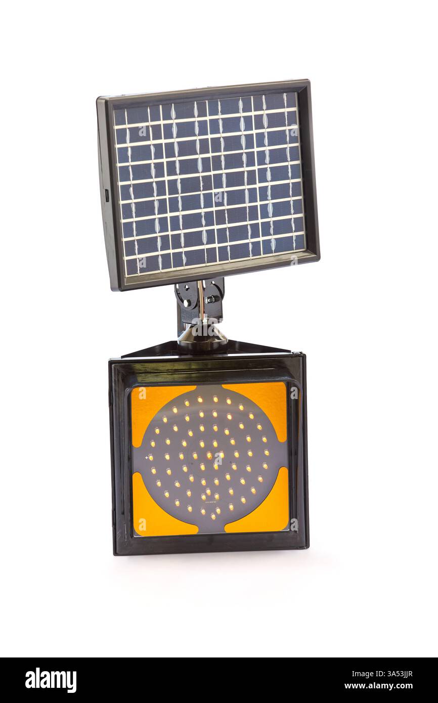 Solar-Powered LED Warning Light Featuring a Large Photovoltaic Solar ...