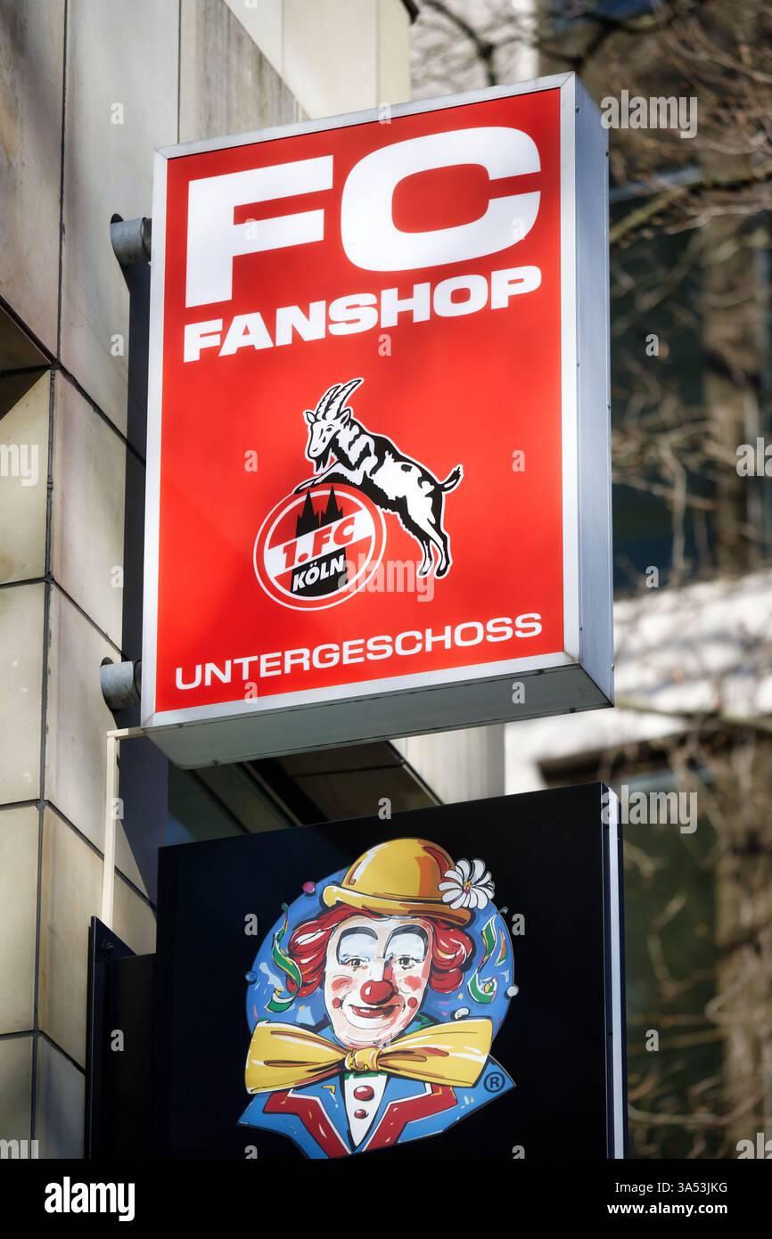 Cologne, Germany March 20 2025: advertising sign of the fanshop of the ...