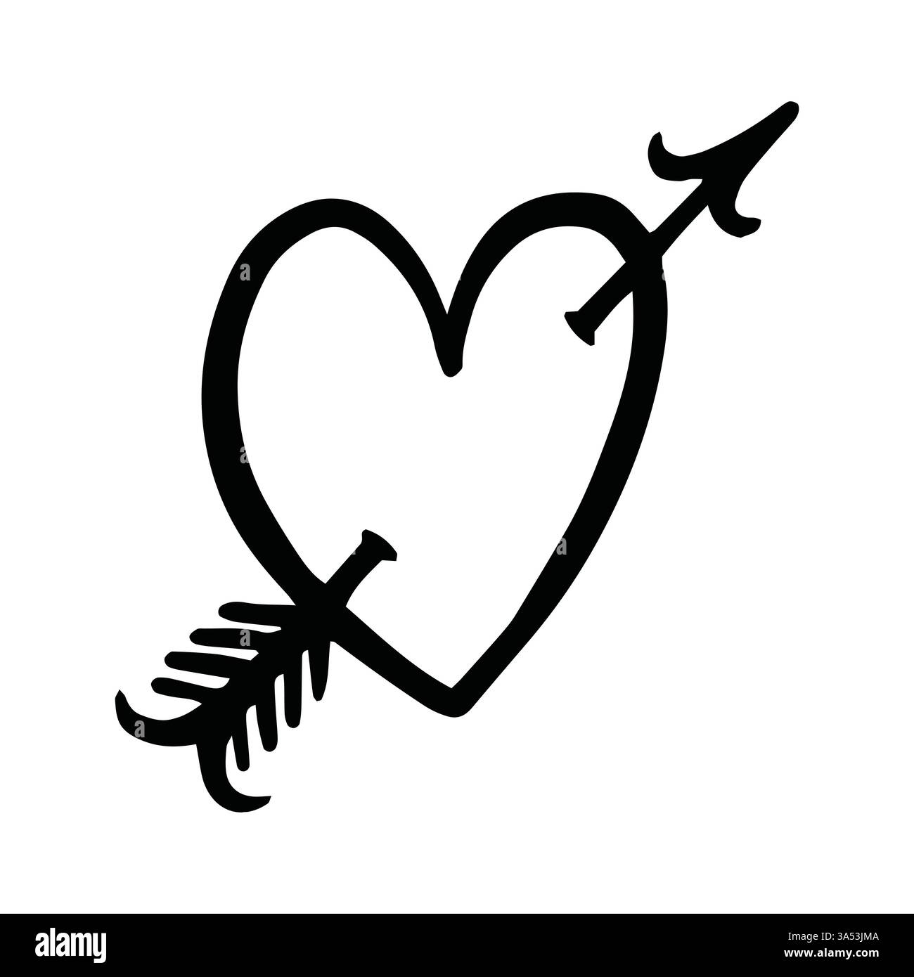 Hand Drawn Heart w Arrow for Valentine's Day Icon Stock Vector Image & Art - Alamy