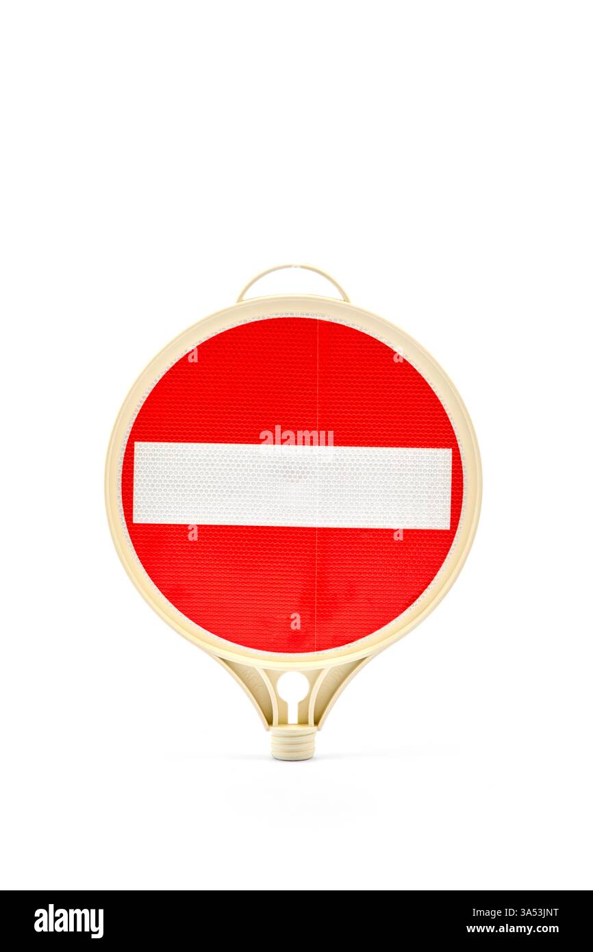 Circular Red Traffic Sign with Horizontal White Bar Designed to ...