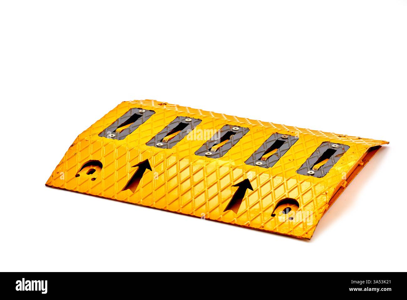 Bright Yellow Rubber Speed Bump with Reflective Metal Plates Designed ...