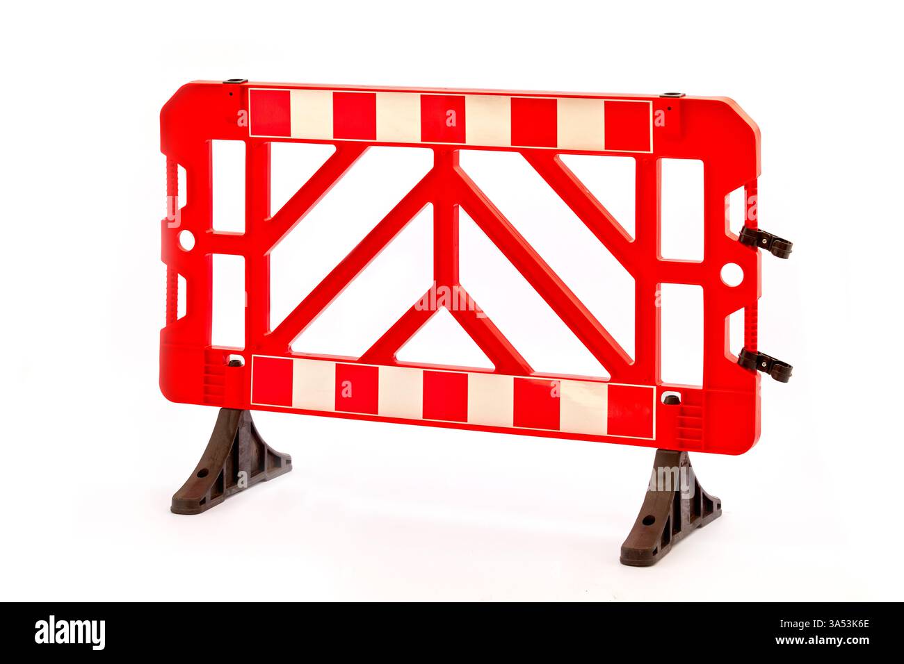 Bright Orange Traffic Barrier with Reflective Stripes for Road Safety ...