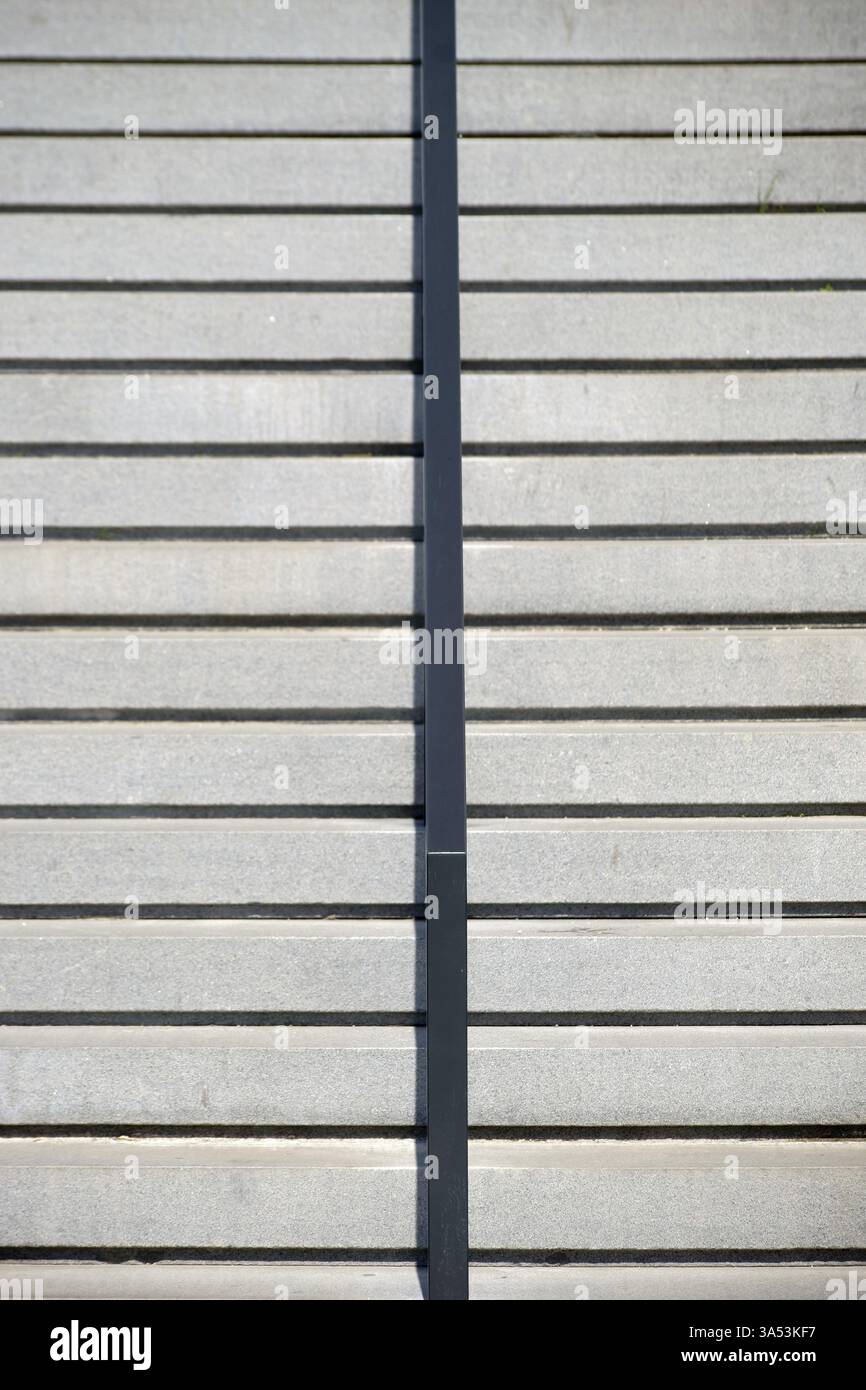 Top view of a concrete staircase with banisters and steps Stock Photo ...