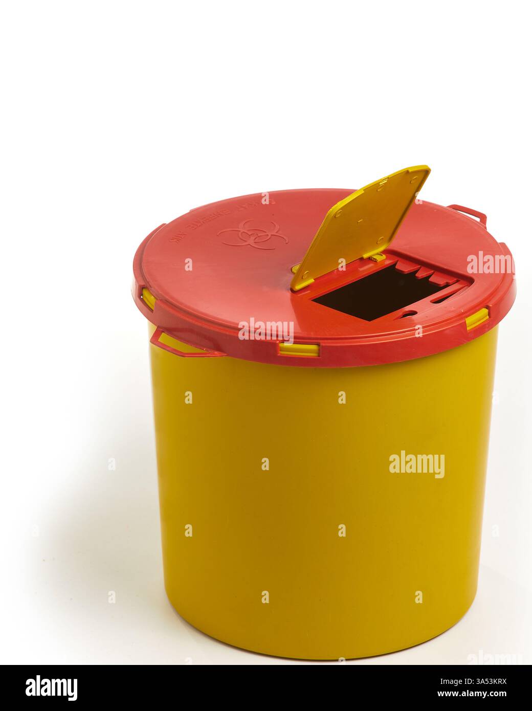 A Bright Yellow Medical Waste Container with a Red Lid Designed for ...