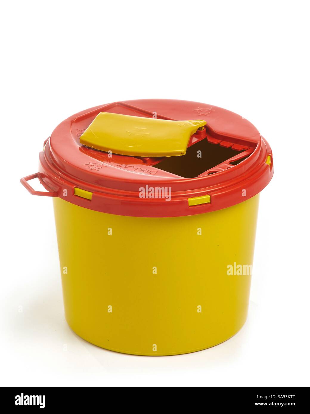 A Vibrant Yellow Biomedical Waste Container with a Red Lid Emphasizing ...