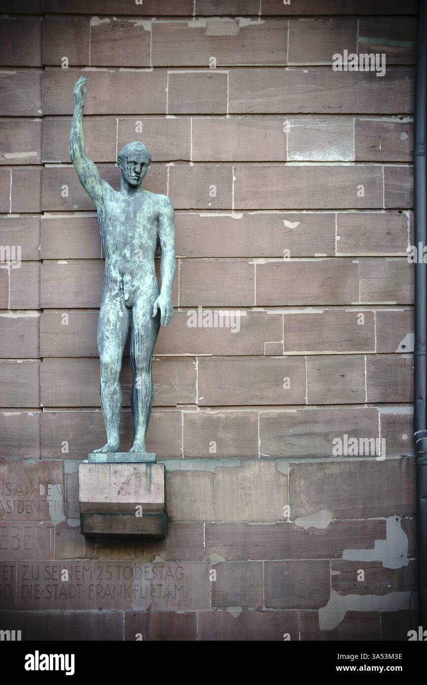 Frankfurt, Germany - January 05, 2017: The sculpture commemorating the ...