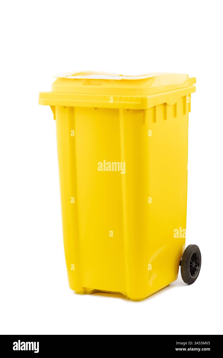 Bright Yellow Plastic Trash Bin with Wheels: A Convenient Solution for ...