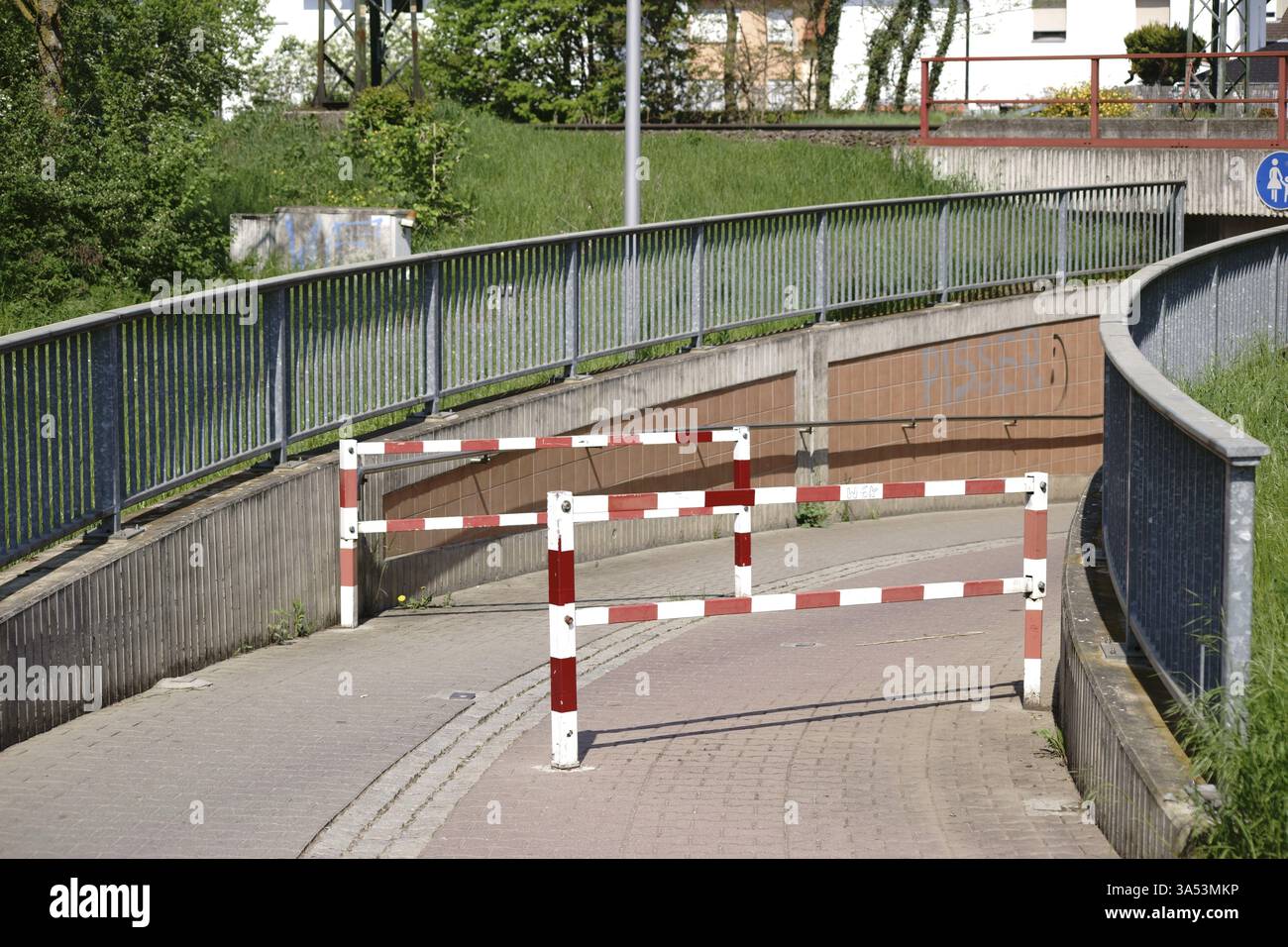 A curve leads to a bridge subway or a tunnel under a railway line Stock ...
