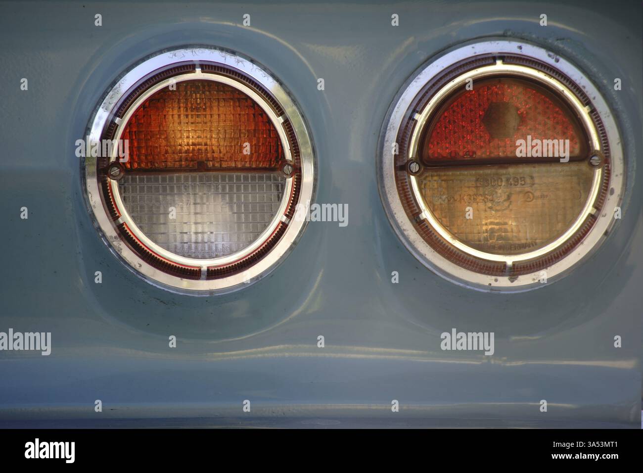 Close-up of a round rear light on a classic car Stock Photo - Alamy
