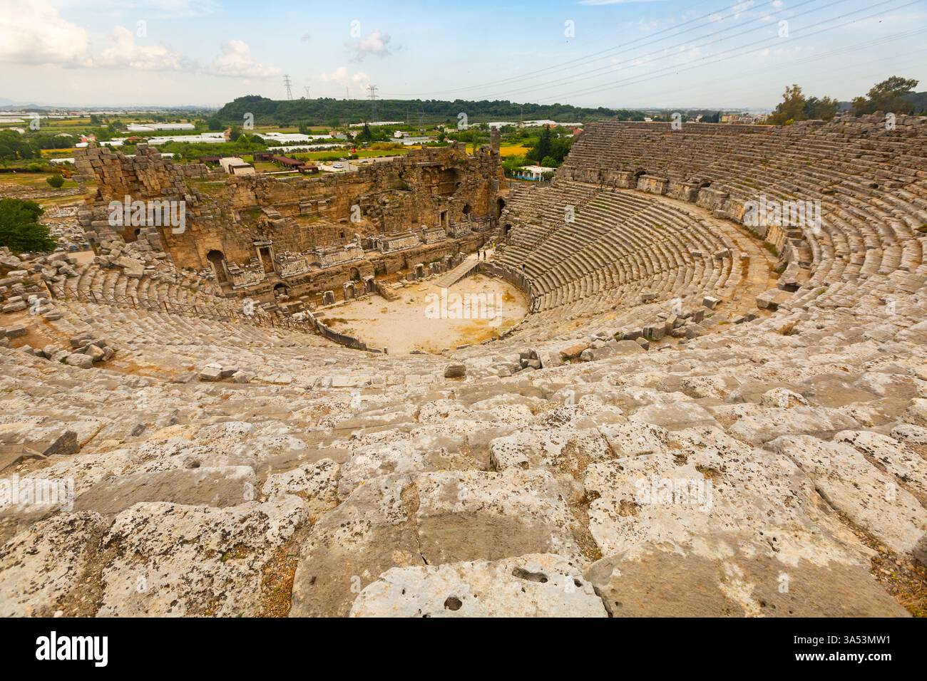 Semicircular auditorium of Perge Theater, Antalya, Turkey Stock Photo ...