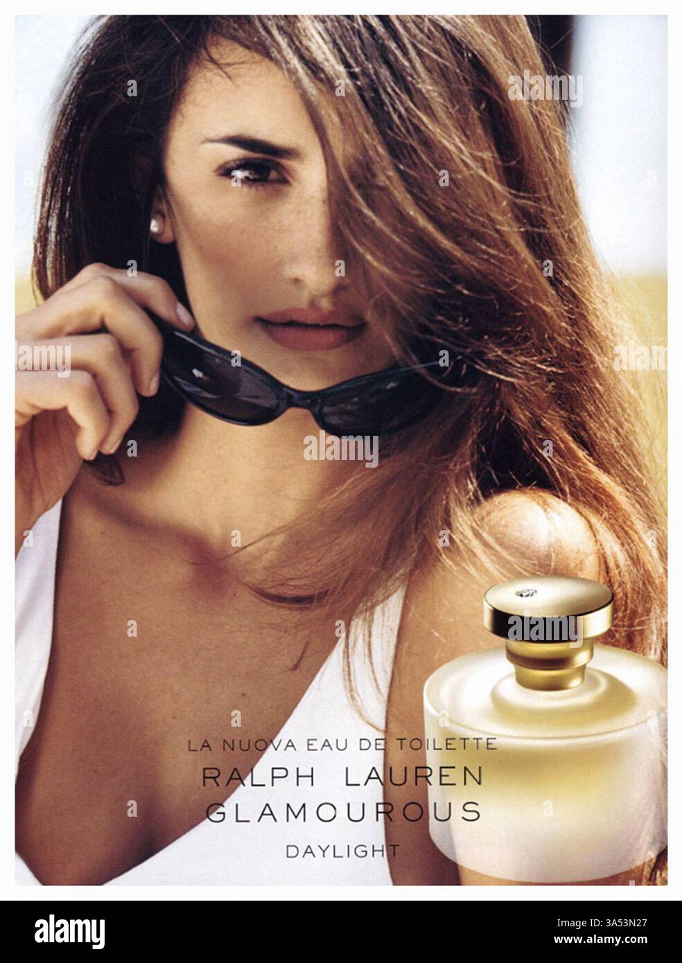 2001 advertisement for Ralph Lauren Glamourous Daylight, a floral, woody, musk fragrance for ...