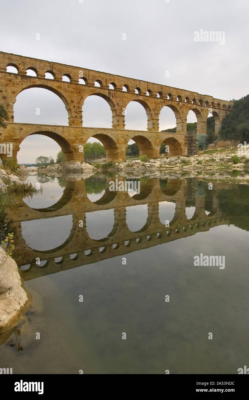 The well-known antique bridge-aqueduct Pont du Gard in Provence Stock ...