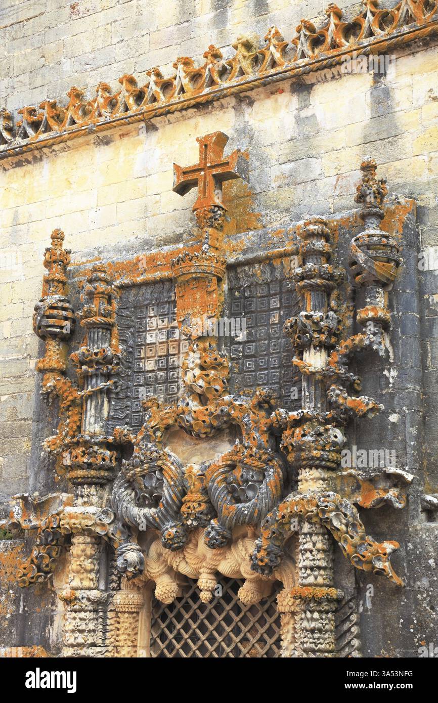Medieval castle of Templars in the Portuguese city of Tomar. Perfectly ...