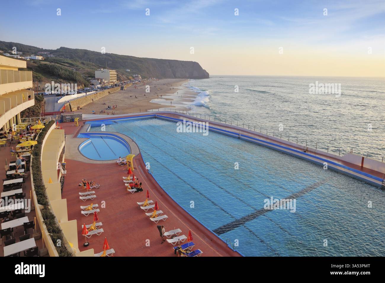 A huge beautiful pool on the beach. Atlantic coast, the Portuguese ...