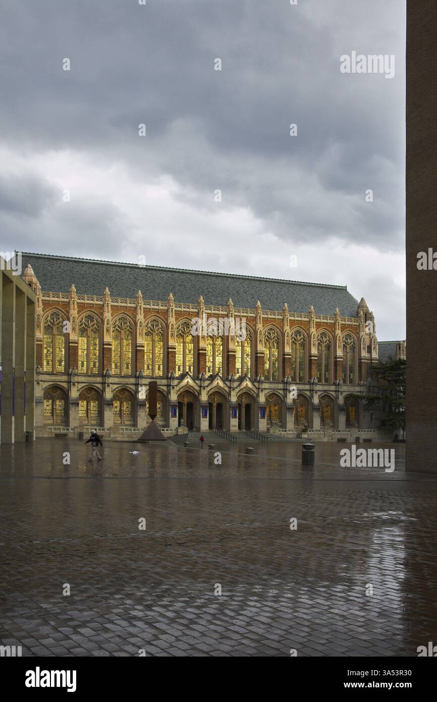 Ancient building of university library under an autumn rain Stock Photo ...