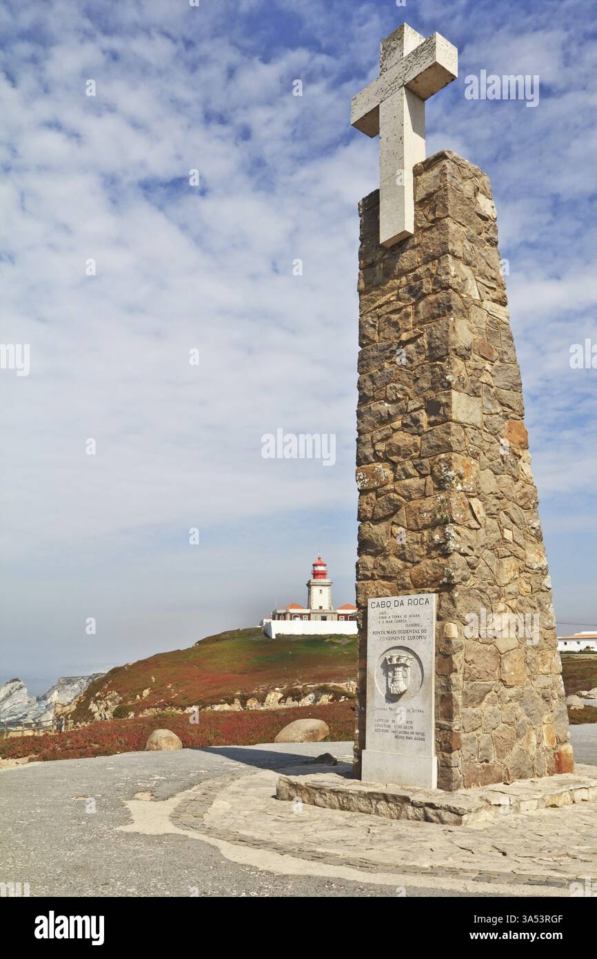 The obelisk with a large white cross. Cabo da Roca - the extreme ...