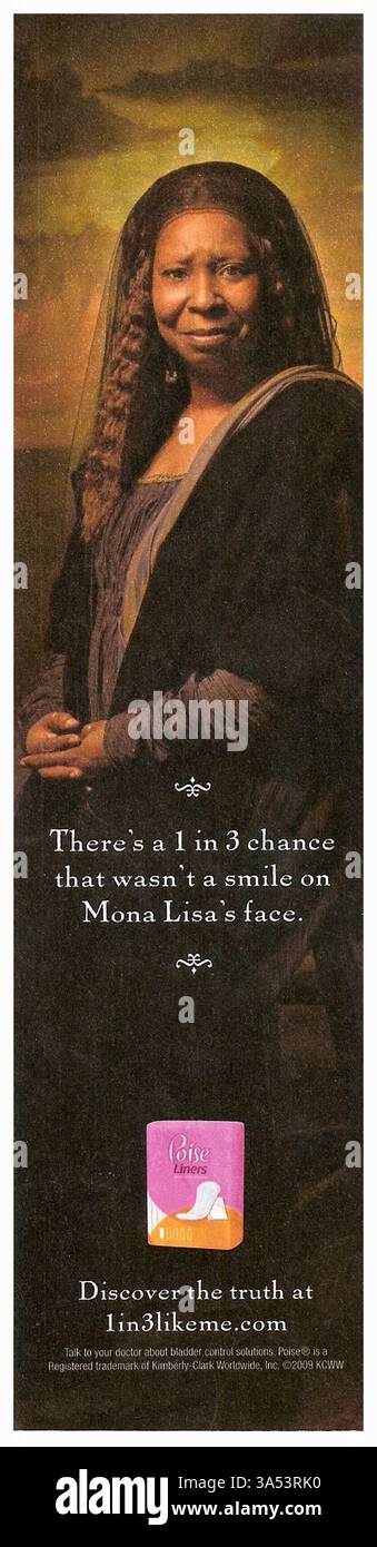 2010 Poise liners print ad featuring Whoopi Goldberg in an ...