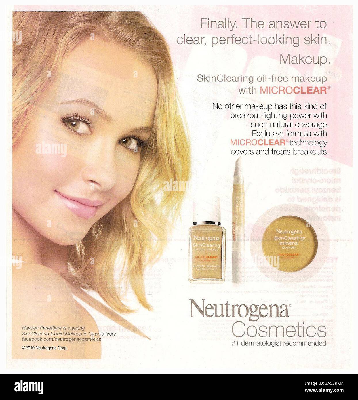 2010 Neutrogena Skin Clearing makeup, featuring actress Kristin Kreuk ...