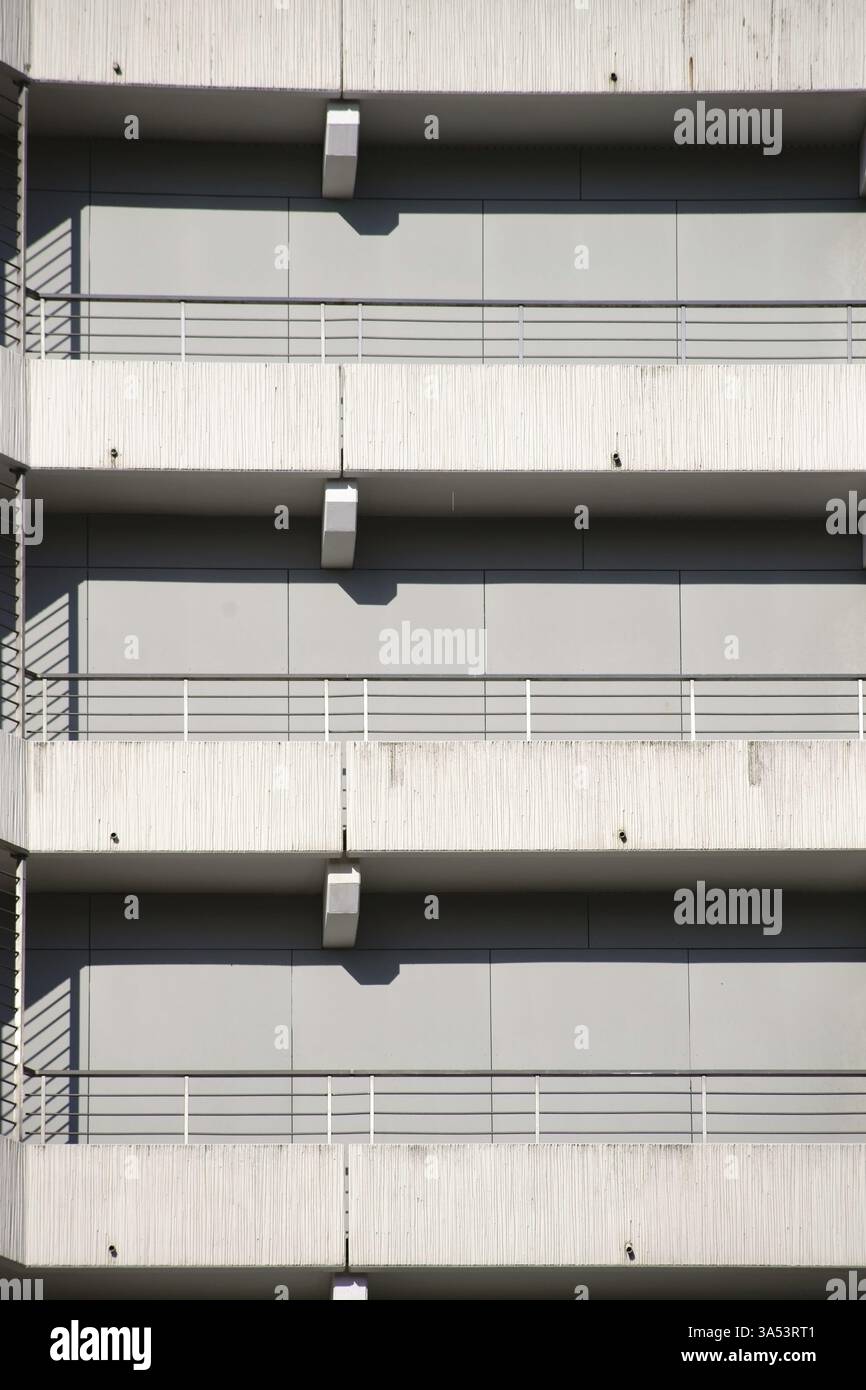 The different floors and levels of a multi-storey car park with ...