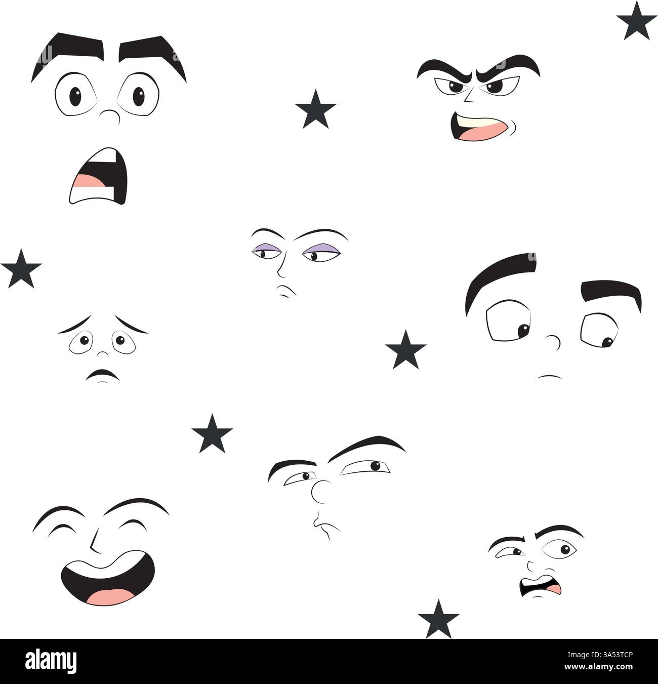 Set of different flat facial expressions Stock Vector Image & Art - Alamy
