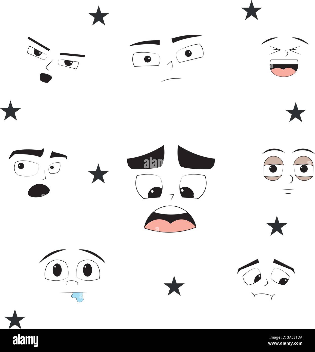 Set of different flat facial expressions Stock Vector Image & Art - Alamy