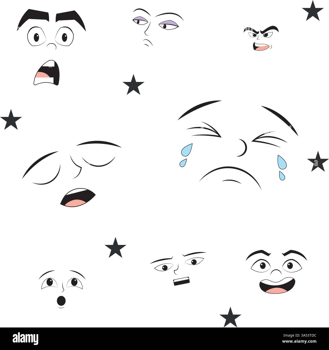 Set of different flat facial expressions Stock Vector Image & Art - Alamy