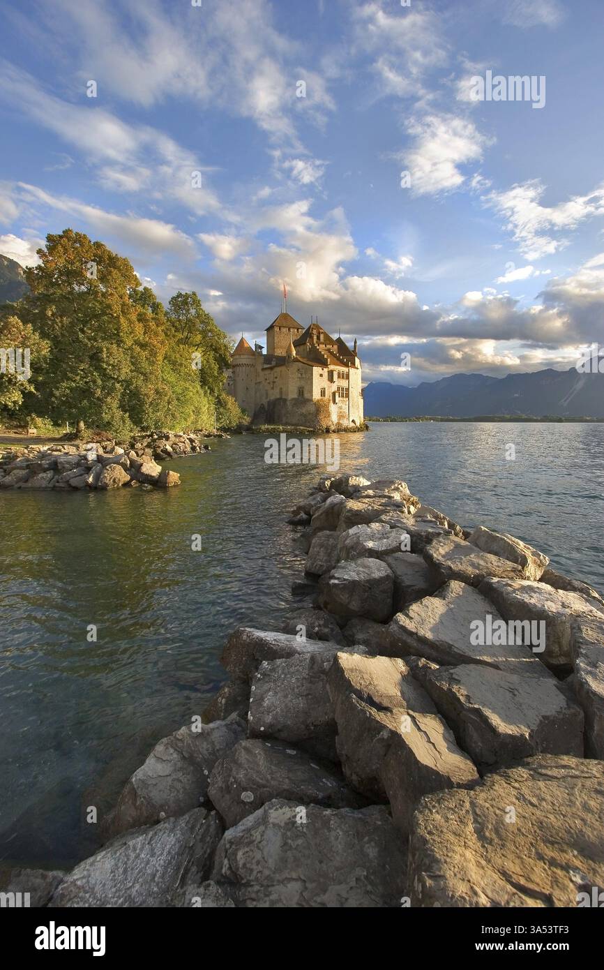Medieval castle Shilion on lake Leman in Switzerland Stock Photo - Alamy