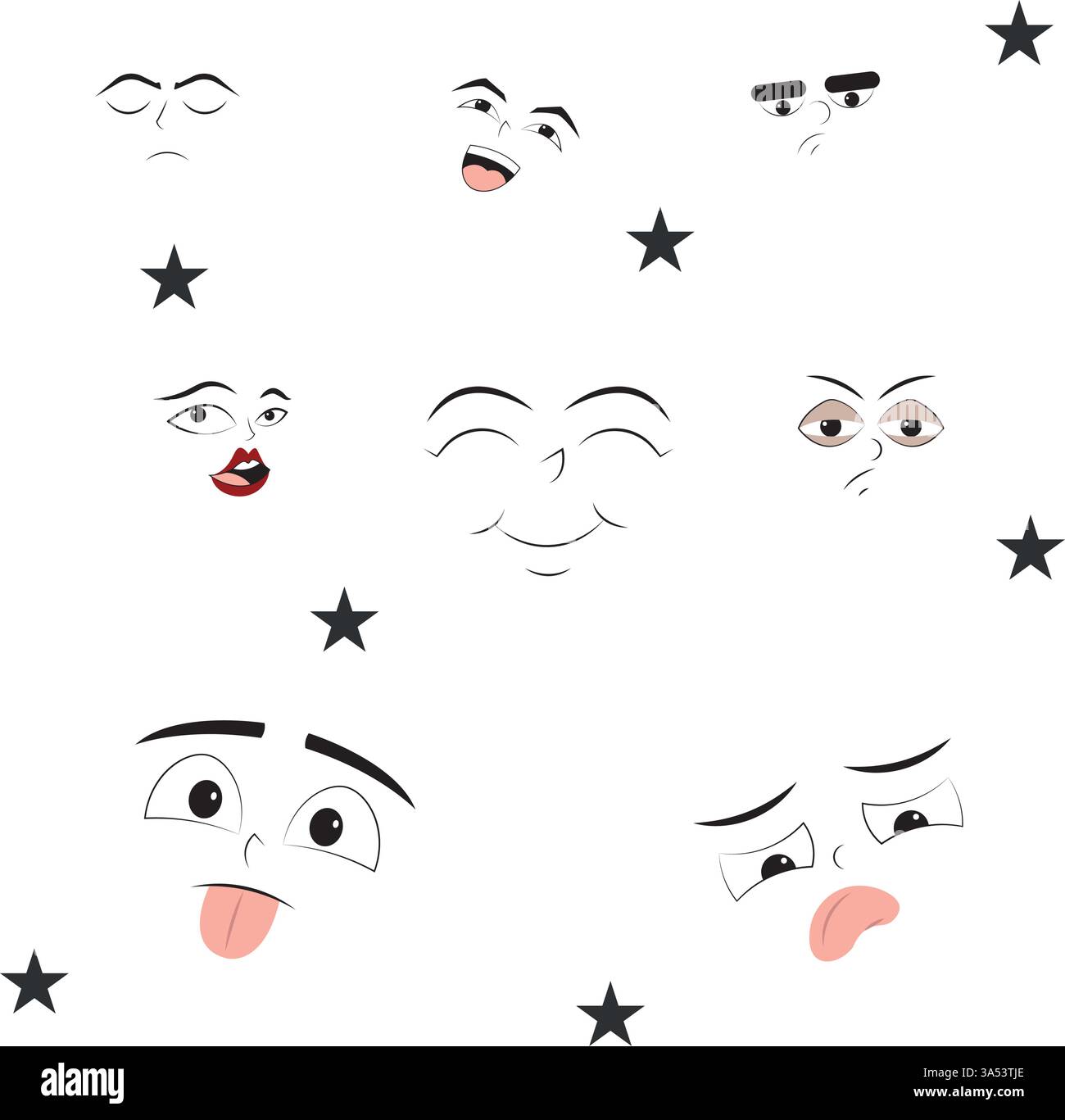 Set of different flat facial expressions Stock Vector Image & Art - Alamy