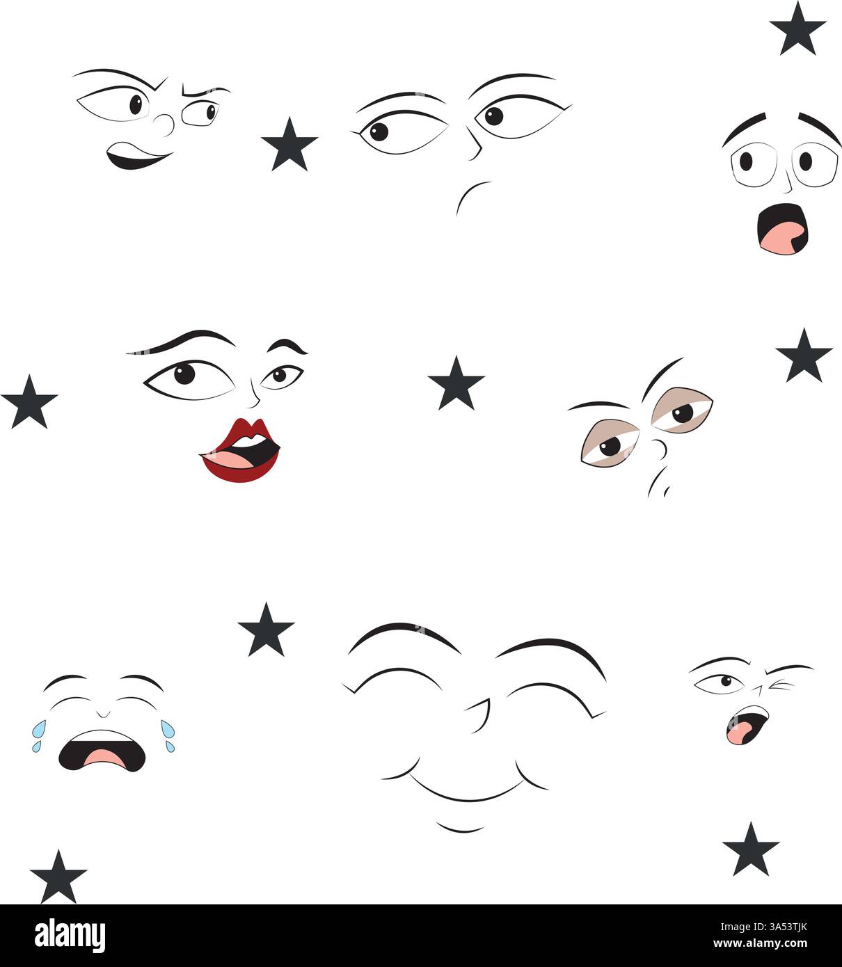 Set of different flat facial expressions Stock Vector Image & Art - Alamy