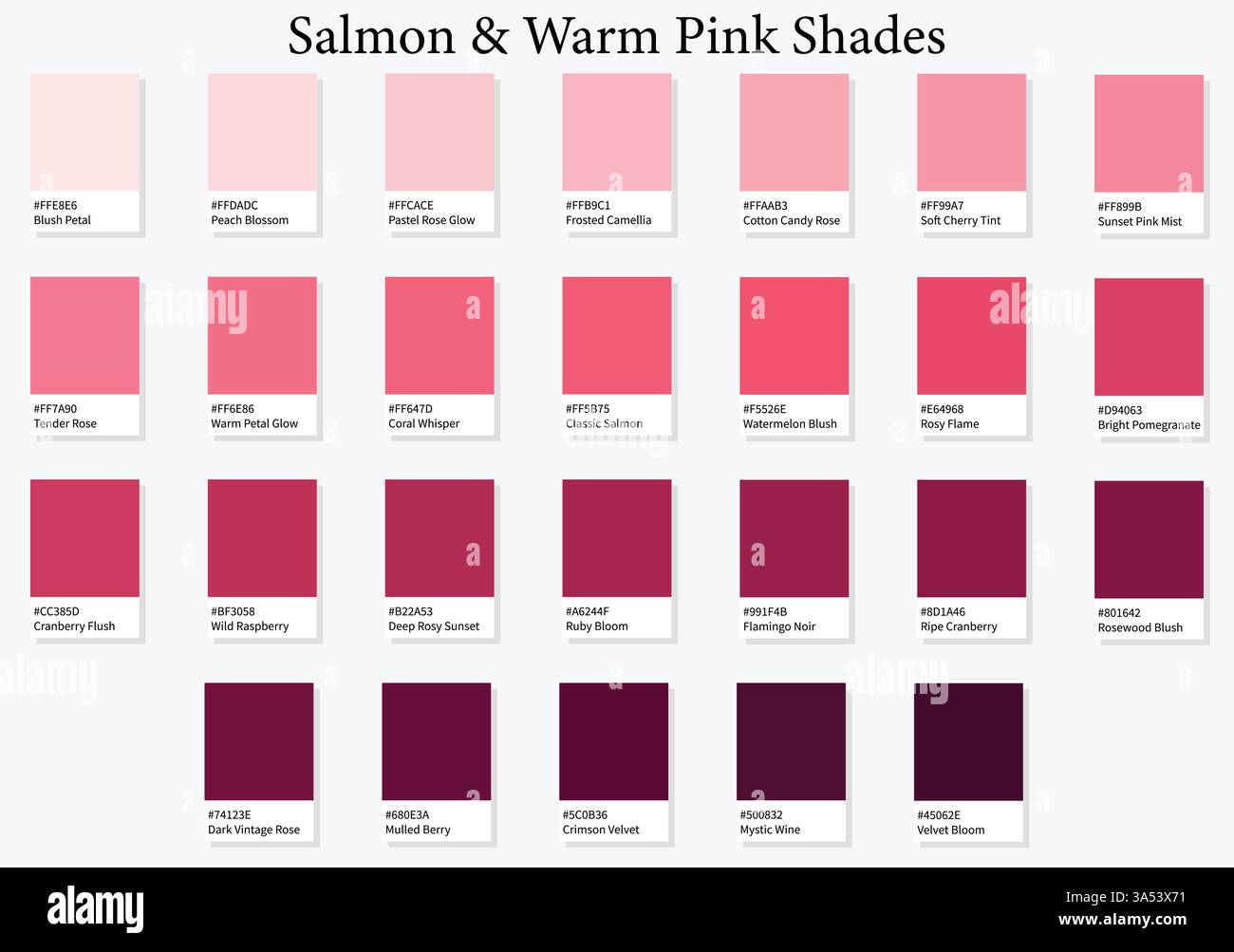 Color Palette 26 Salman and Warm Pink Shades - 3d Light Faded to Deep ...