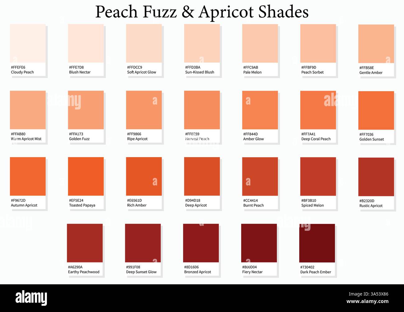 Color Palette 26 Peach Fuzz and Apricot Shades - 3d Pastel Faded to ...