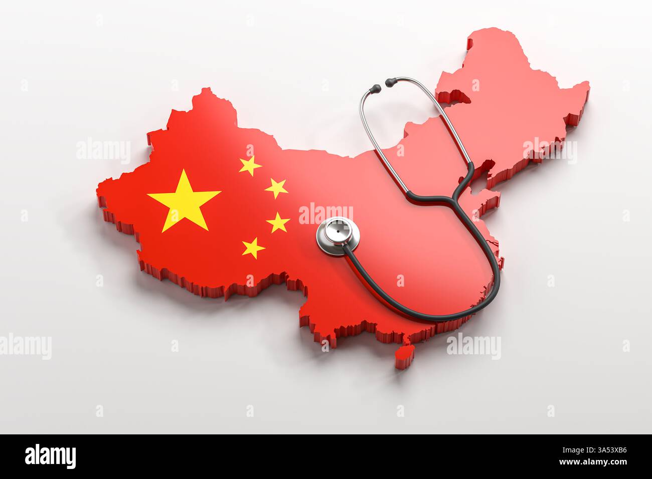 Healthcare in China concept: A stethoscope on a 3d map of china ...