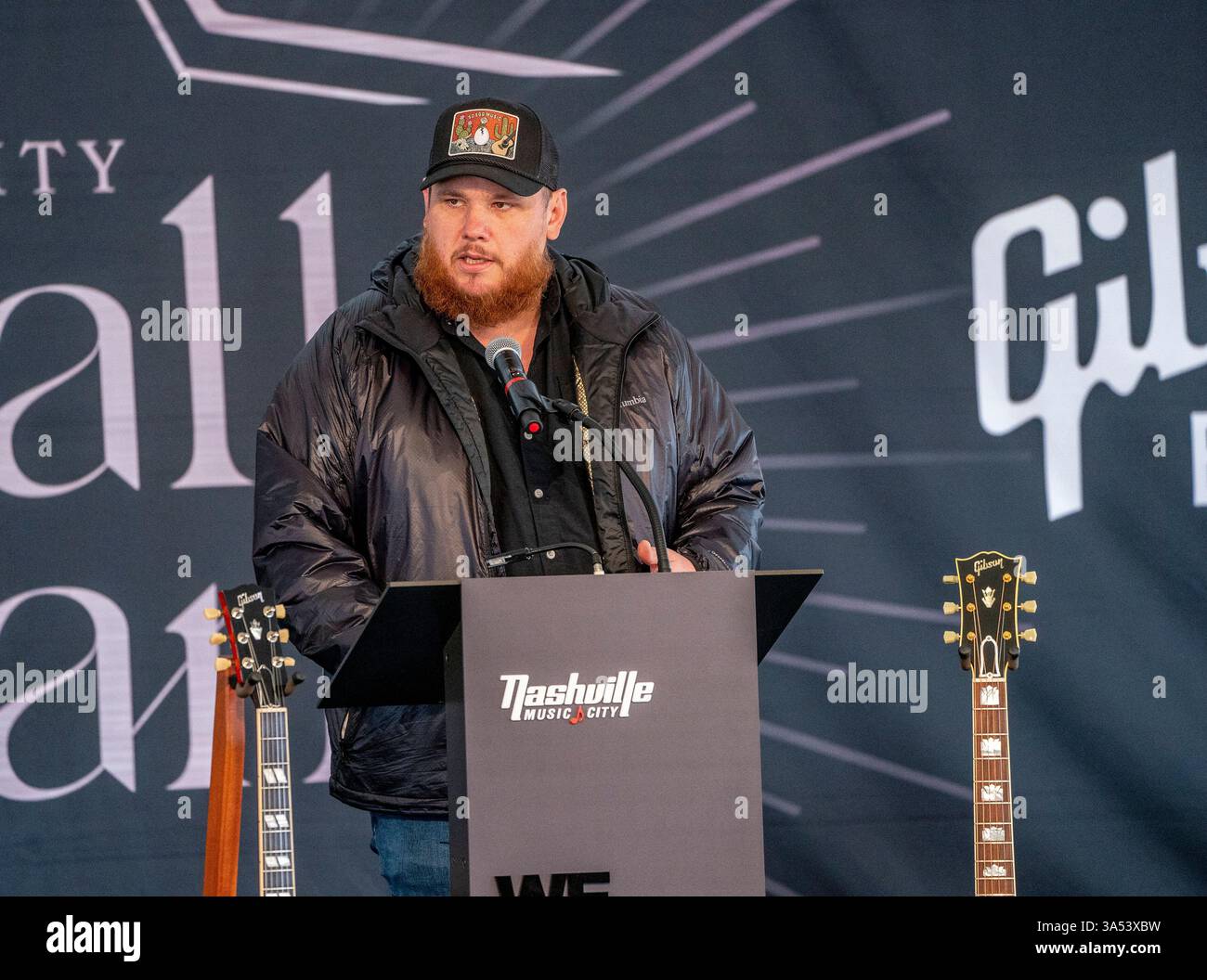 Luke Combs attends a ceremony honoring him with a star on the Music ...