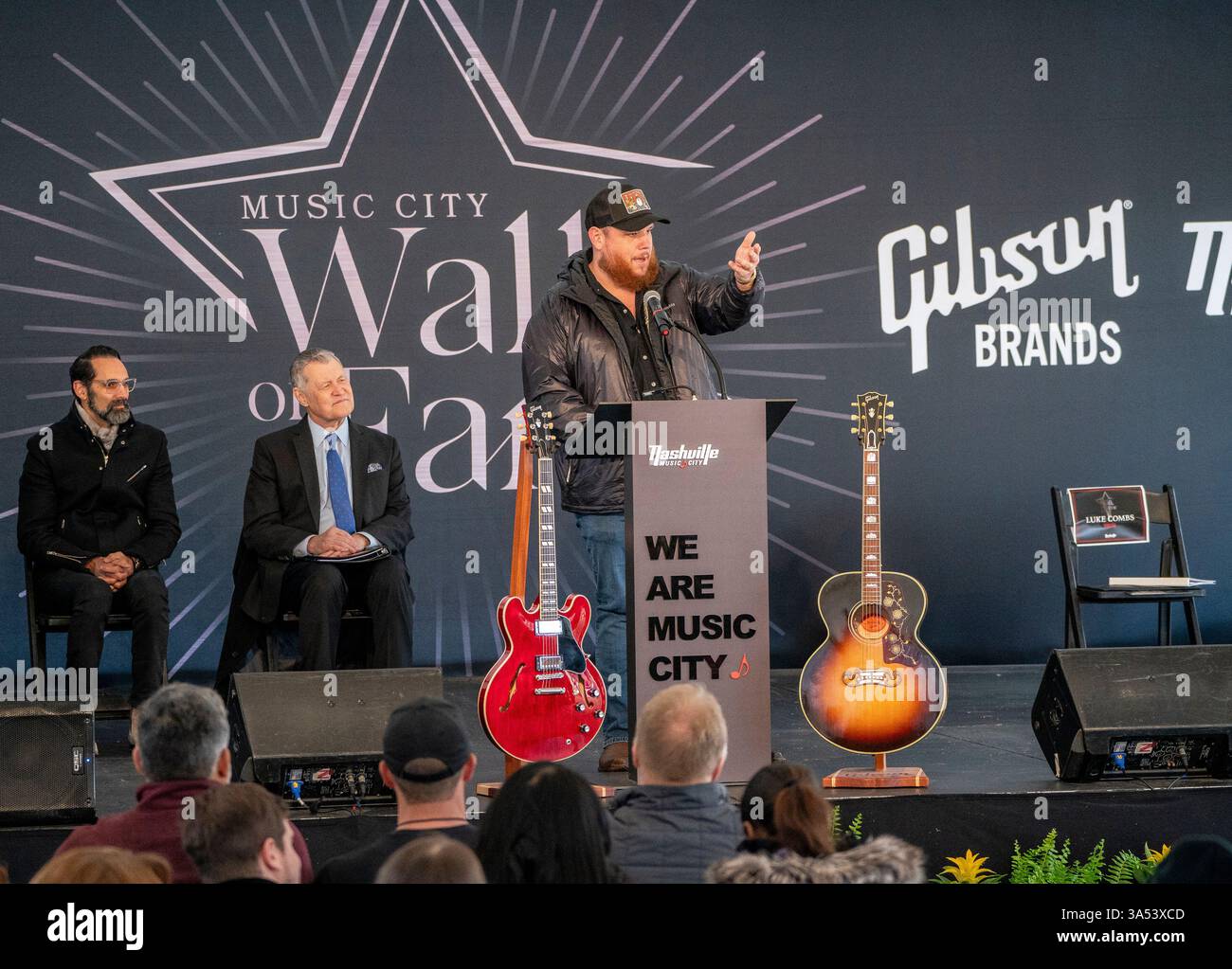 Luke Combs attends a ceremony honoring him with a star on the Music ...