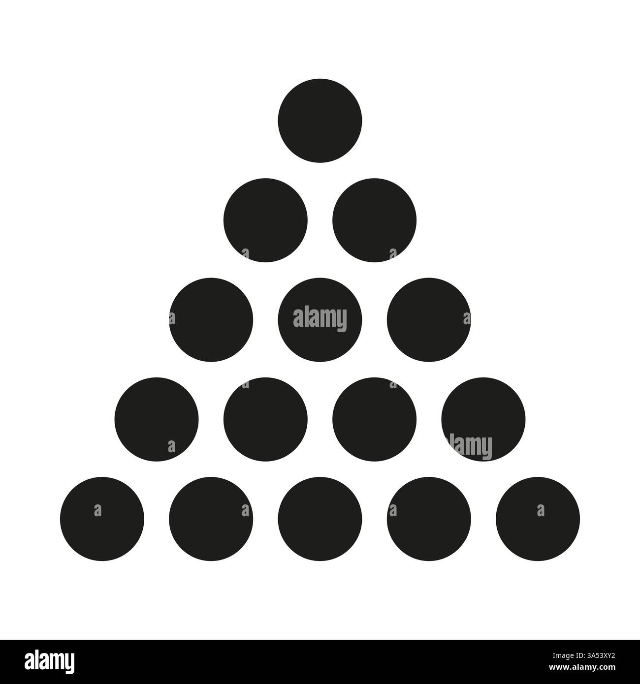 Triangle circle stack. Geometric dot pyramid. Black minimalistic shape. Abstract graphic element ...