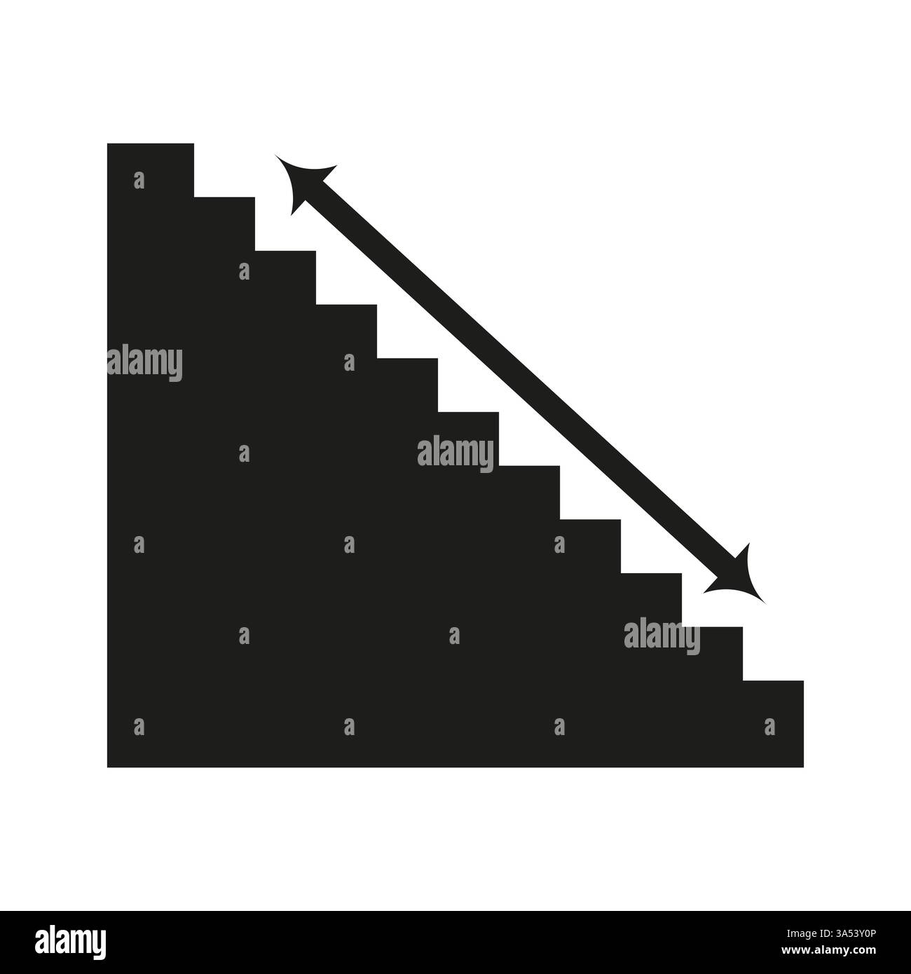 Declining chart icon. Downward staircase trend. Economic crisis symbol ...