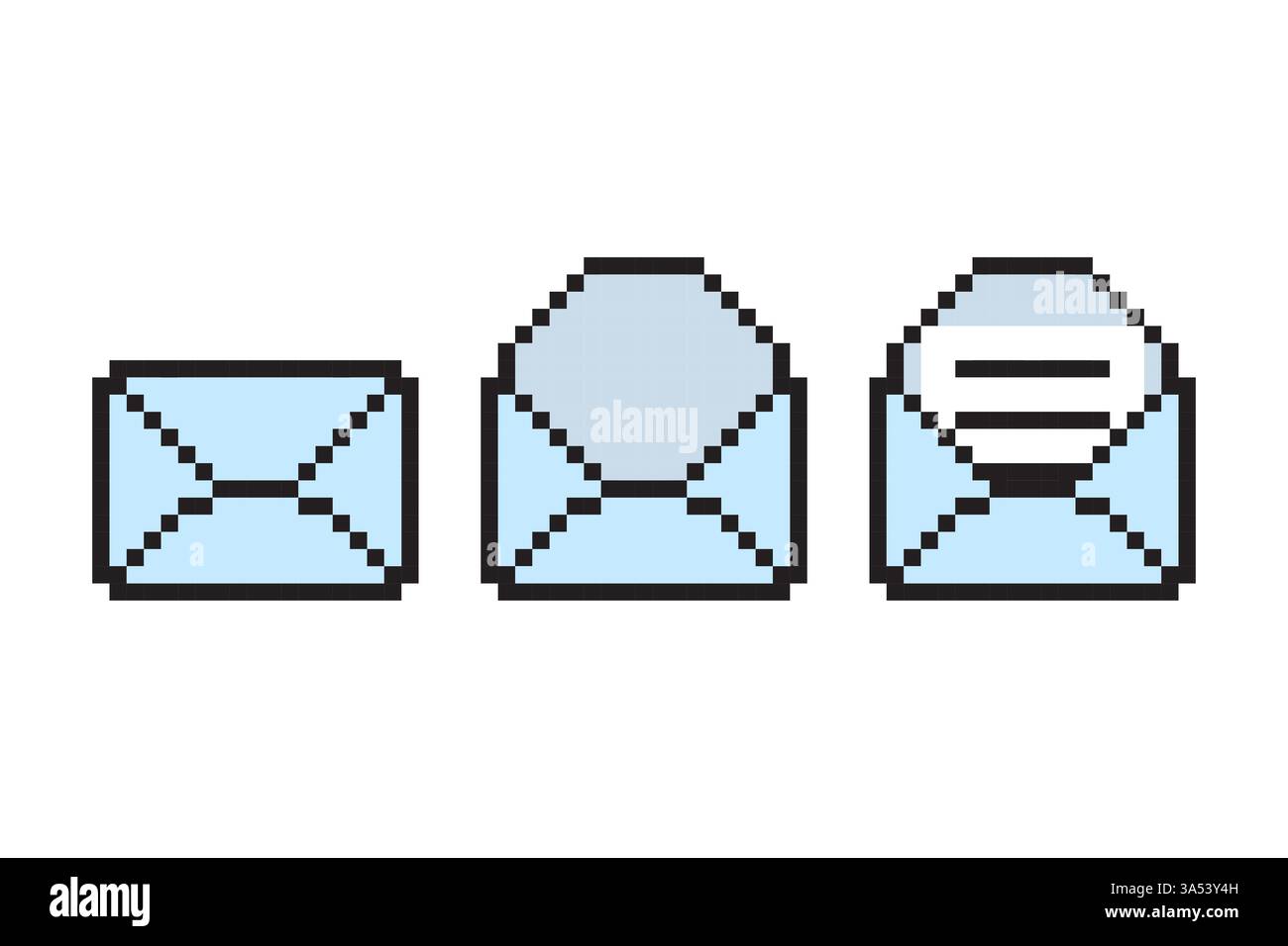 Pixel envelope icons. Retro mail shapes. Vector communication set ...
